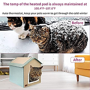 MARUNDA Heated Cat Houses for Outdoor Cats in Winter, Heated cat House for Indoor and Kitty Shelter for Your Pet to Stay Warm and Cozy,Easy to Assemble.(2 Step Finish)