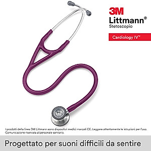 3M Littmann Stethoscope, Cardiology IV, Plum Tube, Stainless Steel Chestpiece, 27 inch, 6156 & 40007 Stethoscope Identification Tag, Black