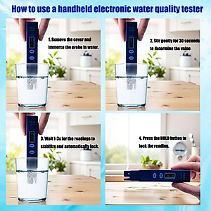DEMITUMON TDS Meter Digital Water Test,Electronic Water Test with 0-9999 PPM Measurement Range for Household Drinking Aquariums,Pools,Hydroponic,Hand Held,Quick Read,Blue