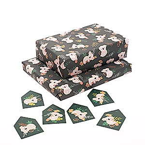 CENTRAL 23 - Trendy Wrapping Paper for Women - Green Plants and Koala - 6 Gift Wrap Sheets - Birthdays - 21st 18th - Recyclable
