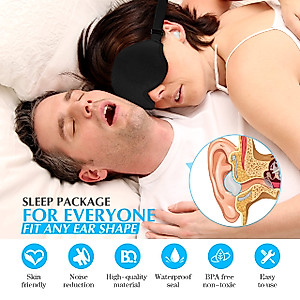 Mavoslg Silicone Earplugs - Ultra Soft Foam Earplugs - Sleep Eye Mask for Men Women, Upgraded 3D Hollowed Design, Value Pack–for Sleeping, Snoring, Travel, Airplanes, Shift Work，32dB Highest NRR