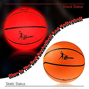 CHENGU Glow in The Dark Basketball and Volleyball LED Light Up Basketball Volleyball with Ball Pump and Batteries Glowing Sports Balls Gift for Adults Teens Kids Indoor Outdoor Games