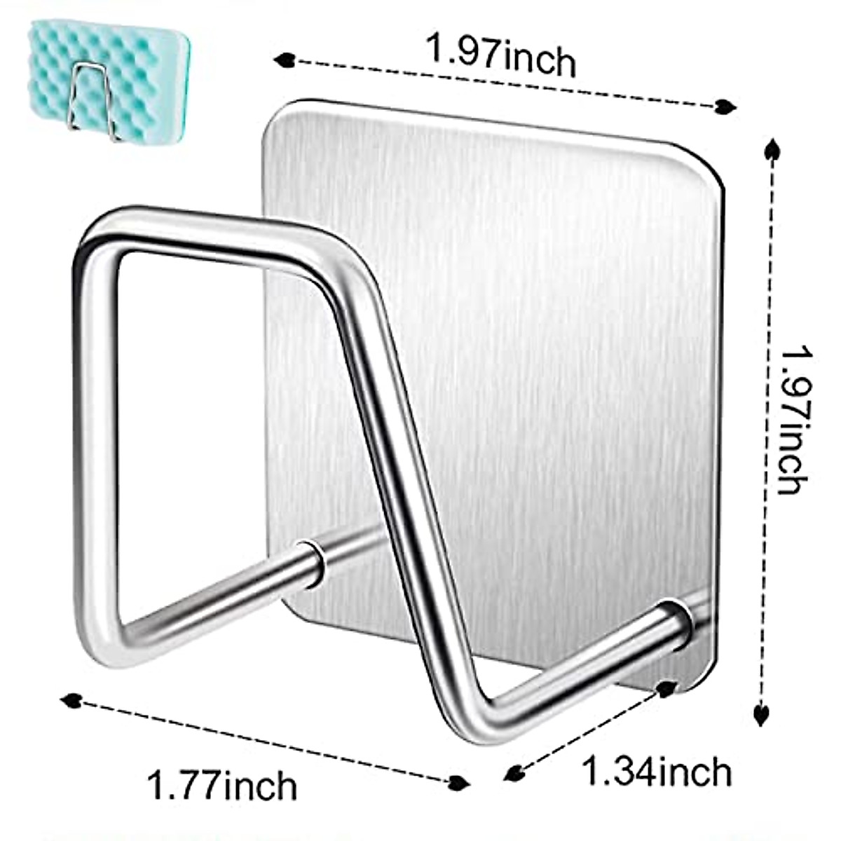 MAXGLAM 4 Pack Adhesive Sponge Holder Sink Organizers Caddy for Kitchen Accessories Quick Drying Mini Size Scrub Sponge Sus304 Stainless Steel Rust Proof Waterproof Save Space of Sink