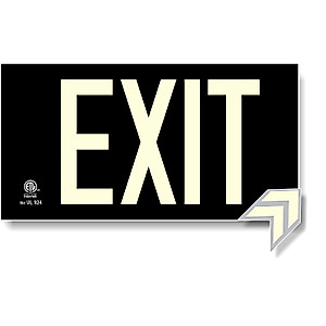 Photoluminescent Exit Sign Black - Aluminum - UL 924 Code Approved/IBC/NFPA 101 | NightBright USA Part Number ULB-050
