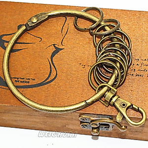 WEICHUAN Metal Antique Bronze Keychain/Key Holder/Key Ring/Key Hooks - Antique Bronze Round Large Circular Ring with 10 Small Rings (Pack of 1)