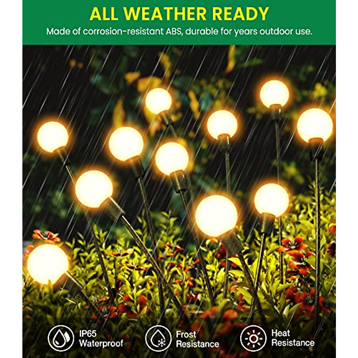 NEEMO Solar Garden Lights 4 Pack - Upgraded Brighter Firefly Lights Solar Outdoor with 8 LED, Swaying and Dancing, Solar Outdoor Lights, Pathway Lights Solar Powered for Yard Garden Patio (Warm white)