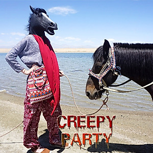 Horse Mask Party Dress Up Horse Head Masks for Adults Men Masquerade (Black)