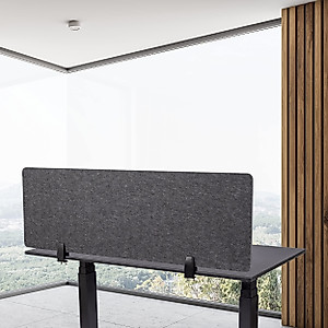 Stand Up Desk Store ReFocus Raw Clamp-On Acoustic Desk Divider Mounted Privacy Panel to Reduce Noise and Visual Distractions (Anthracite Gray, 47.25" x 16")