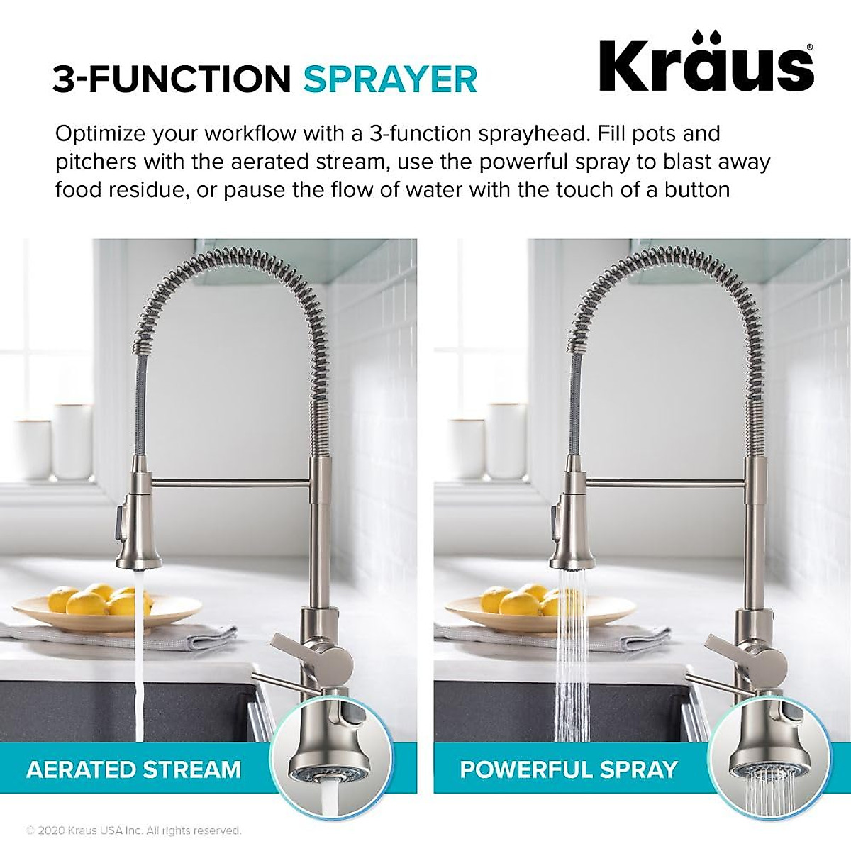 KRAUS Britt 2nd Gen Commercial Style Pull-Down Single Handle Kitchen Faucet in Spot Free Antique Champagne Bronze, KPF-1691SFACB