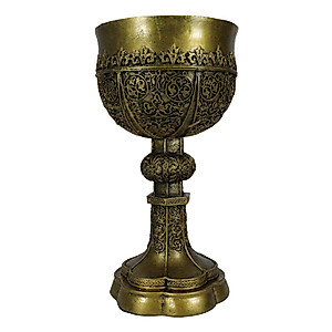 Ebros Decorative Merlin's Holy Grail The Golden Cup Of Life Decorative Chalice Ceremonial Cup Arthurian Legends Medieval Accent Decor