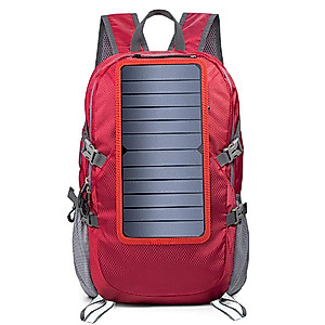 ECEEN Hiking Backpack Travel Daypack Packable with 7Watts Solar Panel Charger for Phone Power Bank Outdoor Emergency