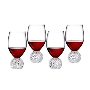 YLNNLC Red Wine Glasses Set of 4-16 oz Lead-Free Crystal Wine Glasses - Crystal Ball Base- Wedding, Wine Tasting, Anniversary, Party, Gift - Clear, Reuseable Glassware