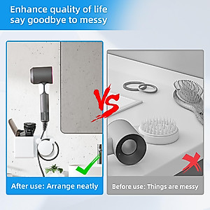Hands-free Hair Dryer Holder with Any Angle Rotating Fully Positionable Arm. Bathroom Wall Mount Blow Dryer Holder, No Drilling Design, Can be Firmly Installed on the Wall