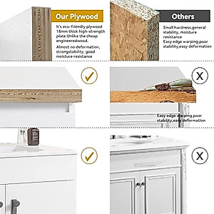 NOTOP 30" Bathroom Vanity with White Ceramic Sink Comb, Modern Freestanding Solid Wood Single Set,Included Two Soft Close Cabinet Doors,Metal Legs, 25IN