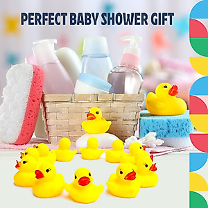 Dazzling Toys Mini Rubber Ducks Pack of 24 Ducky Floats Baby Kids Bath Toy Shower Birthday Party Favors (24)