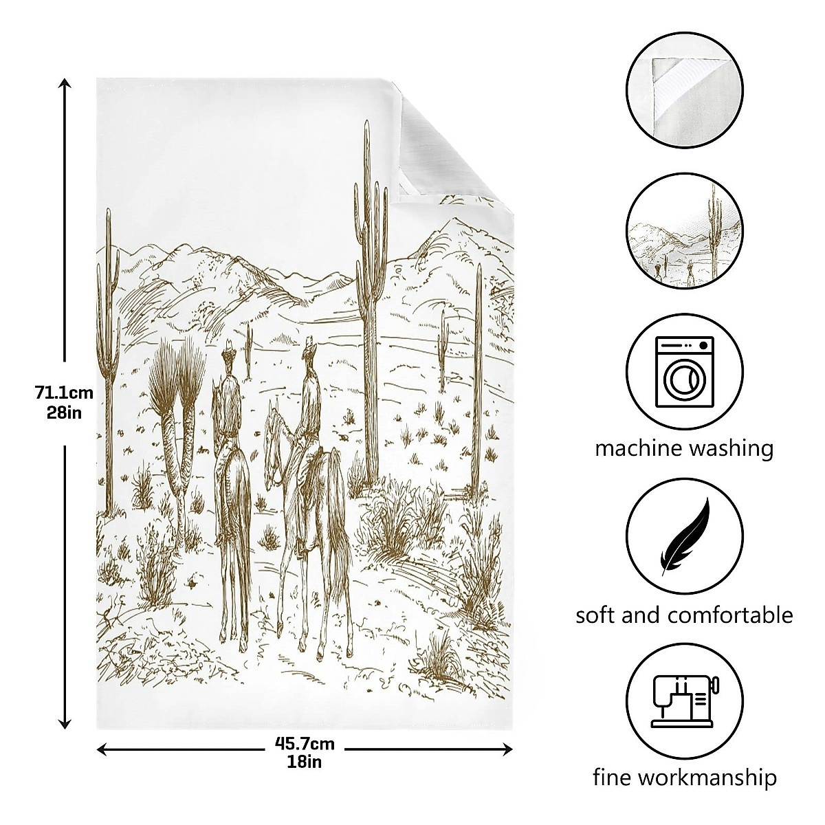 xigua West Desert Cowboys Kitchen Towels Dish Clothes Soft and Rapid Drying and Absorbent 1PCS Dishcloths Reusable Towels for Kitchen Bathroom Hotel Household Hand Towels 29"X18" inch