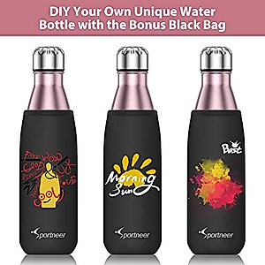 Flask Water Bottles: Sportneer 26oz Insulated Stainless Steel Water Bottle Reusable Double Walled Metal Bottle Cola Shape Thermos LeakProof 24 Hours Cold 12 Hours Hot for Travel Hiking 750ml Rose Gold