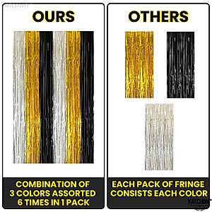 KatchOn, XtraLarge Silver Black and Gold Backdrop - 8x3.2 Feet, Pack of 2 | Black Gold and Silver Party Decorations |Graduation Decorations, The Notorious One Birthday Decorations for Boys