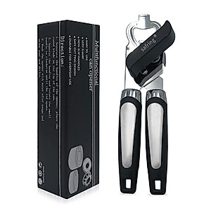 Safring Can Opener Manual, Handheld Strong Heavy Duty Stainless Steel Can Opener, Comfortable Handle, Sharp Blade Smooth Edge, Can Openers with Multifunctional Bottle Opener