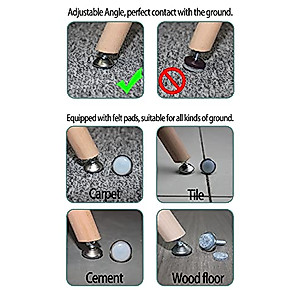 HUAYY Furniture Levelers Swivel Feet,Angle Height Adjustable(1/4-20 Nut Inserts Kits-8 Sets),Heavy Duty Leveling Legs for Table Chairs Cabinets Sofa,with High-Density Self-Adhesive Felt Pads