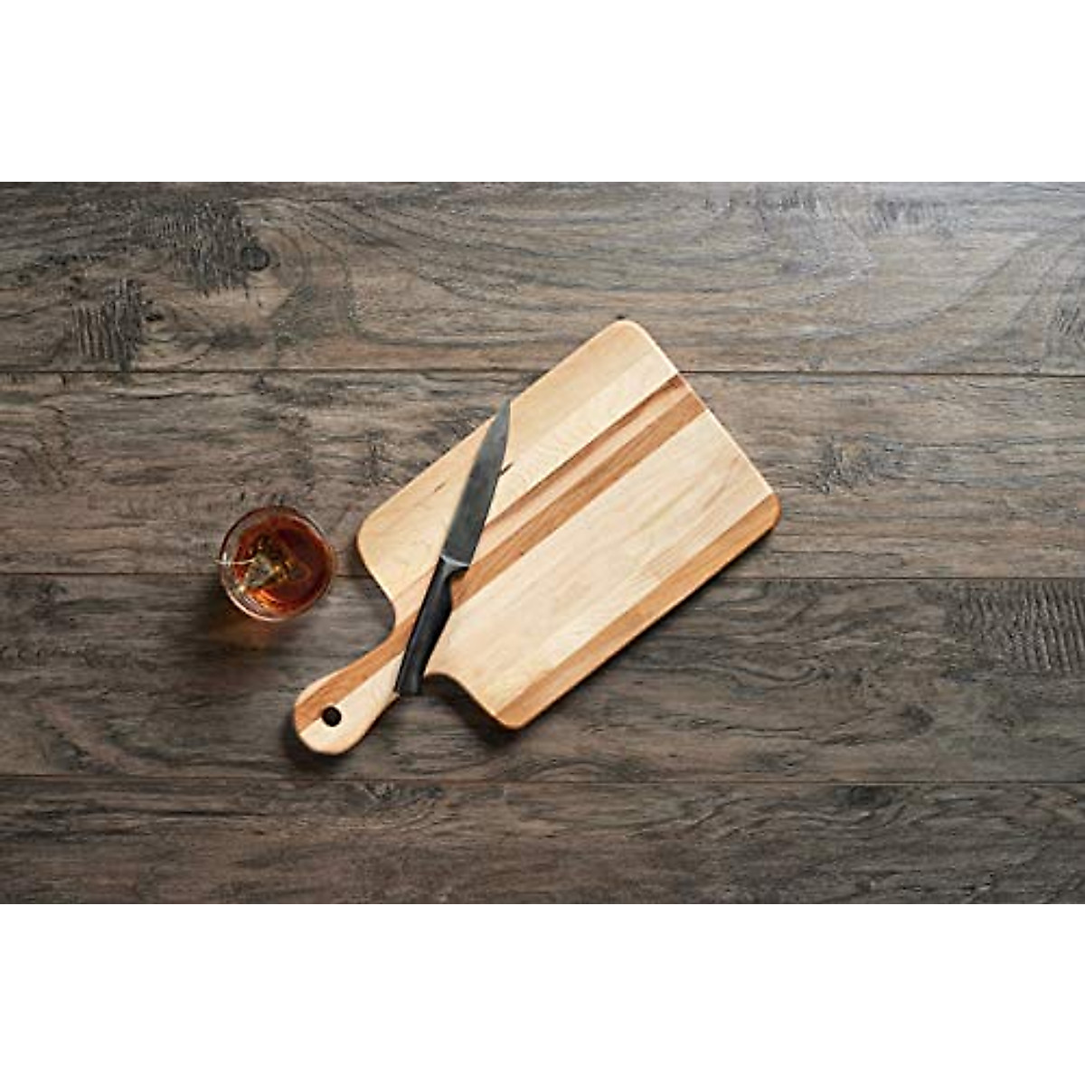 Labell Wood Cutting Boards - Medium Canadian Maple Chopping Board with Handle for Meats, Vegetables, Fruits, and Cheeses - Paddle Board Perfect for Carving, Serving, and Charcuterie (8" x 16" x 0.75")