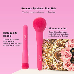 Makeup Brush Set, 15 Piece Quality Makeup Brushes, Premium Synthetic Make Up Brushes for Foundation Powder Blush Highlighter Concealer Makeup Brush Kit for Travel, Hot Pink