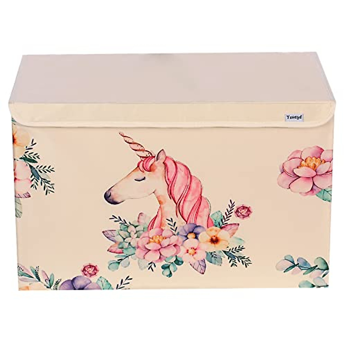 Yosayd Unicorn Toy Chest and Storage, Large Cute and Functional Toy Box Storage Cube with Handles