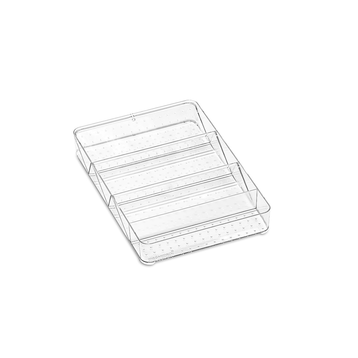 Large Shallow Tray with Angled Dividers Clear - madesmart