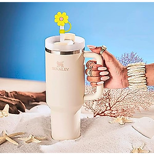 10mm Straw Cover, 4pcs Straw Covers Cap for Stanley Cup 40 oz 30 oz Food Grade Silicone Cute Flower Straw Topper Straw Tips Cover Protector Plugs for Stanley Tumblers for Stanley Cup Accessories