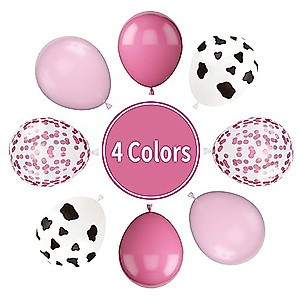 Paready Cow Balloons, 30PCS Pink Cow Balloons 12 Inch Pink Confetti and Cow Print Balloons Hot Pink and Light Pink Latex Balloons Pastel Pink Cow Balloons for Cow Party Girls Birthday Baby Shower