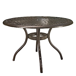 Christopher Knight Home Phoenix Cast Aluminum Round Table, Hammered Bronze, Dimensions: 47.75”L x 47.75”W x 30.00”H