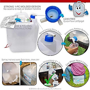 WaterStorageCube BPA-Free Collapsible Water Container with Spigot, Food-Grade Camping Water Storage Carrier Jug for Outdoors Hiking Hurricane Emergency, Foldable Portable Water Canteen (5.3 Gallon)