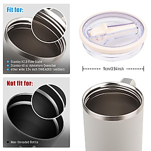 40 oz Tumbler Flip Straw Lid Compatible with Stanley Cup 40oz Tumbler Tumbler Cover Compatible with Stanley Cup Quencher (Cream White, 2 Pack)