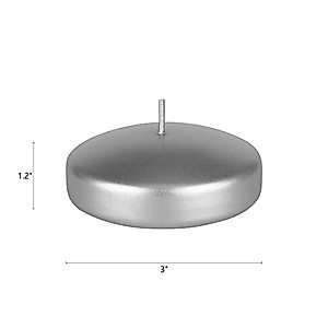 Mega Candles 12 pcs Unscented Silver Floating Disc Candle, Hand Poured Paraffin Wax Candles 3 Inch Diameter, Home Décor, Wedding Receptions, Baby Showers, Birthdays, Celebrations & Party Favors