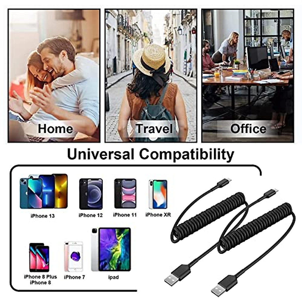 iPhone Charger Cord,2 Pack [Apple MFi Certified] Coiled Lightning Charging Cable 6FT Long Super Fast Data Syncing Cord for iPhone 14/13/Pro/Mini/12/11/Xs/Xr/X/8/7/6/iPad Connect CarPlay Car Charger