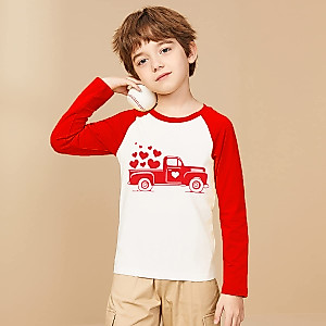 DDSOL Toddler Boys Girls Valentine's Day T-Shirt Truck Loads of Love Heart Long Sleeve Tees Kids Boys Tops 4T