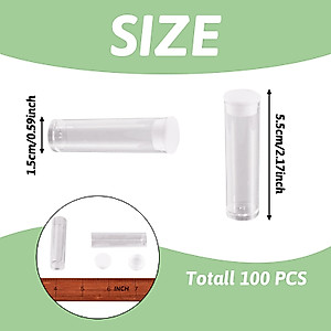 Craftdady 100Pcs Transparent Clear Plastic Small Empty Storage Tubes Bead Container Set Test Bottles Organizers Boxes with Lid 2.16x0.59 (55x15mm)