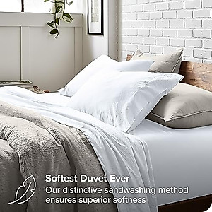 Bare Home Sandwashed Duvet Cover King/Cal King Size - Premium 1800 Collection Duvet Set - Cooling - Super Soft Duvet Covers ( Sandwashed Fog)