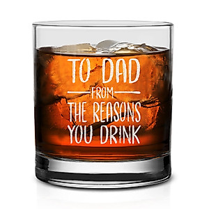 NeeNoNex To Dad From The Reason Old Fashion Rocks Glass - Funny Dad Gift from Daughter Son Kids Birthday Fathers Day Gift