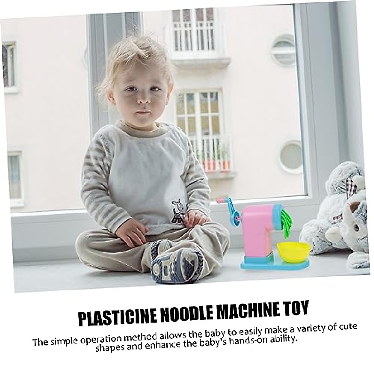 HOMSFOU 1 Set Early Colored Education of Cartoon Clay Creations Plasticine Noodle Interesting with Comes Toy Dough Maker Machine Model Tins Kid Child Kitchen Educational Funny Party