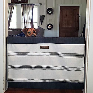 The Stair Barrier Pet & Baby Gate for Stairs - Wall to Wall Baby Gate - Safety Gate for Kids or Dogs - Cardinal Baby Safety Gate with Fabric Slipcover for Stairs with Two Walls - Made in The USA