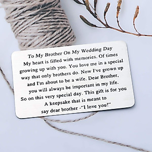 UJIMS Brother Metal Wallet Insert Card from Sister To My Brother On My Wedding Day Jewelry for Brother In Law Deployment Gift for Him (Brother Metal Wallet)