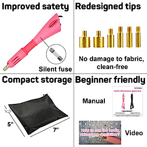 Worthofbest Hotfix Rhinestone Setter, Applicator ToolKit, Hot Fixed Wand Bedazzler Kit, 4080Pcs, AB Crystal, Clear, 14 Colors, 7 Tips, 4 Gems Sizes, Tweezers, , Jewel Picker, Trays, Zip Bag