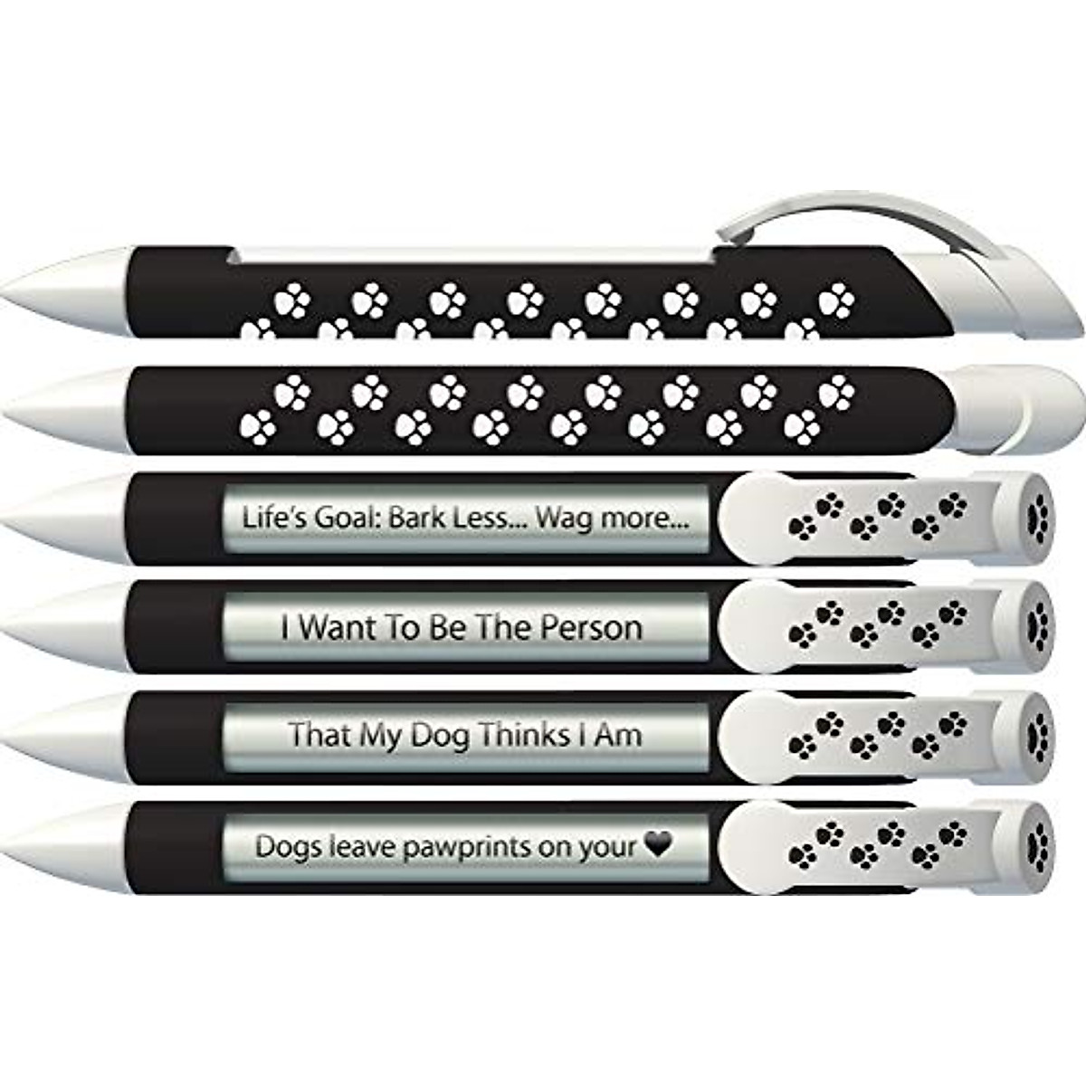 Greeting Pen Paw Prints Pens with Rotating Messages, 6 Pen Set (36591)