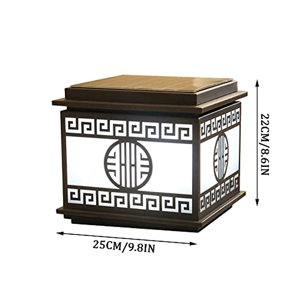 JSBDPHW Modern Simple Iron Square Pillar Lamp Solar Post Light Outdoor Waterproof Column Light Acrylic Lampshade Villa Garden Decoration Landscape Light