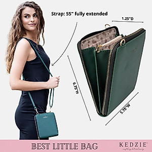 KEDZIE Best Little Bag in Saffiano Vegan Leather Crossbody Bag For Women With Removable Adjustable Strap - Chestnut