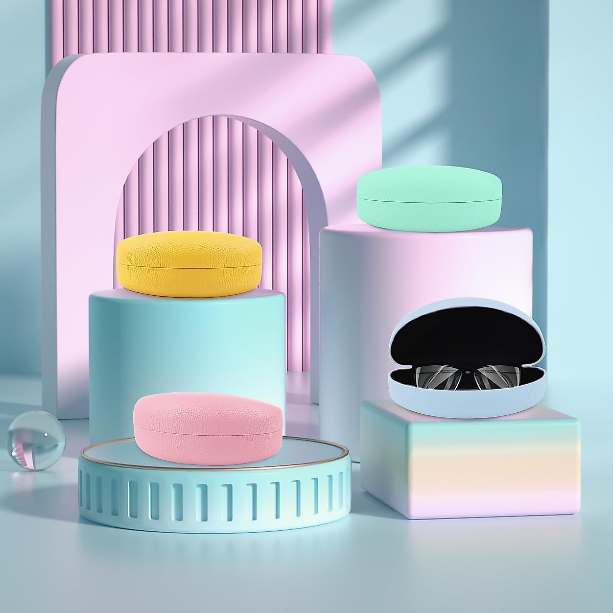 CHZZMS 4 PACK Extra Large Hard Shell Eyeglasses Case, Protective Case For Eyeglasses and Sunglasses (4 PACK-B)