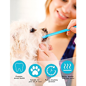 100 Pcs Dog Toothbrush Dog Tooth Brush Double Headed Dog Tooth Brushing Kit Soft Bristles Dog Tooth Brush Long Handle Toothbrush For Dogs Cat And Most Pets Toothbrush Best Dog Teeth Cleaning -Blue