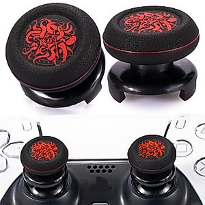 Playrealm FPS Thumbstick Extender & Printing Rubber Silicone Grip Cover 2 Sets for PS5 Dualsenese & PS4 Controller (Great Old Ones)