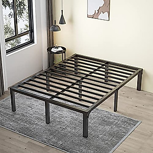 MAF 14 Inch Metal Platform King Bed Frame, Heavy Duty Black Bed Frame with Steel Slats Support, No Box Spring Needed, Noise Free, Easy Assembly